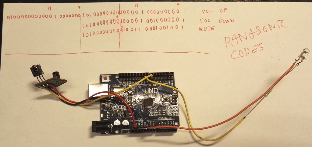 Arduino IR remote code converter Samsung TV to Panasonic Audio Amplifier